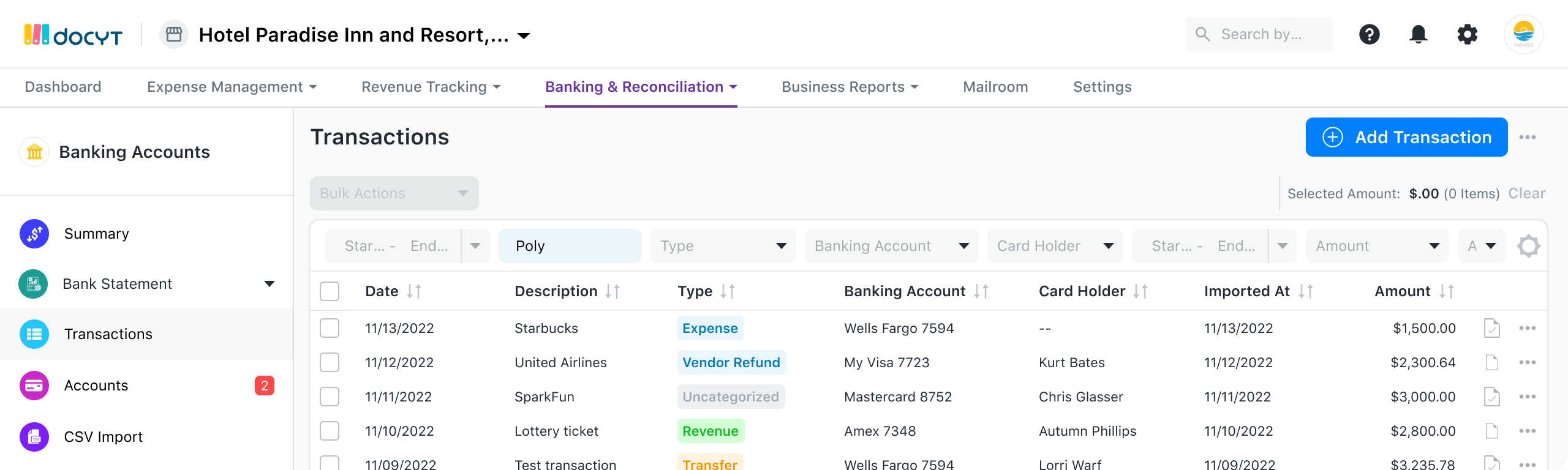 Search and Filter Banking Account Transactions Search and Filter Banking Account Transactions